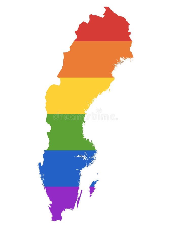 LGBT Rainbow Map of Sweden stock vector. Illustration of guiana - 140007068