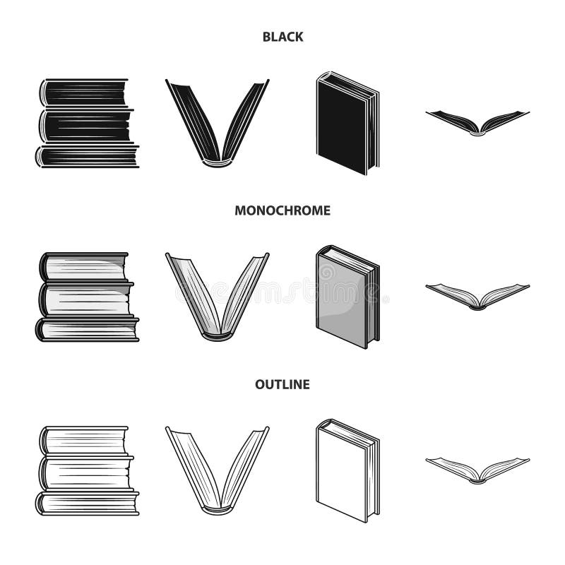 Vector Illustration of Library and Textbook Sign. Set of Library and ...