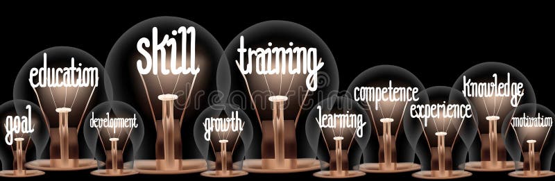 Light Bulbs with Skill Training Concept Stock Vector - Illustration of ...