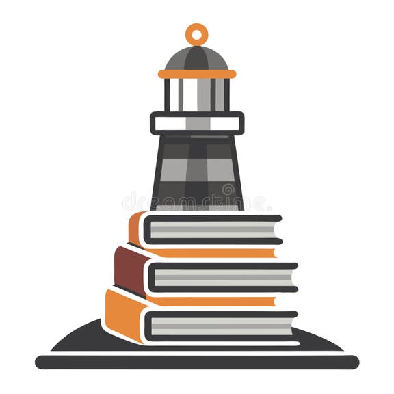 Lighthouse on Books: Education, Knowledge, and Guidance, a Vector ...