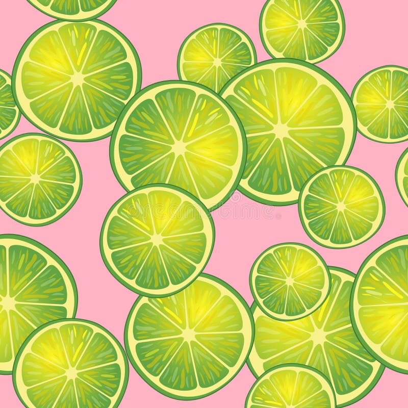 Vector Illustration of Lime Slices on Pink Background in Different ...