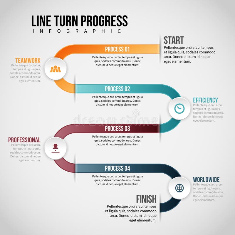 Line Turn Progress Infographic Stock Vector - Illustration of business ...