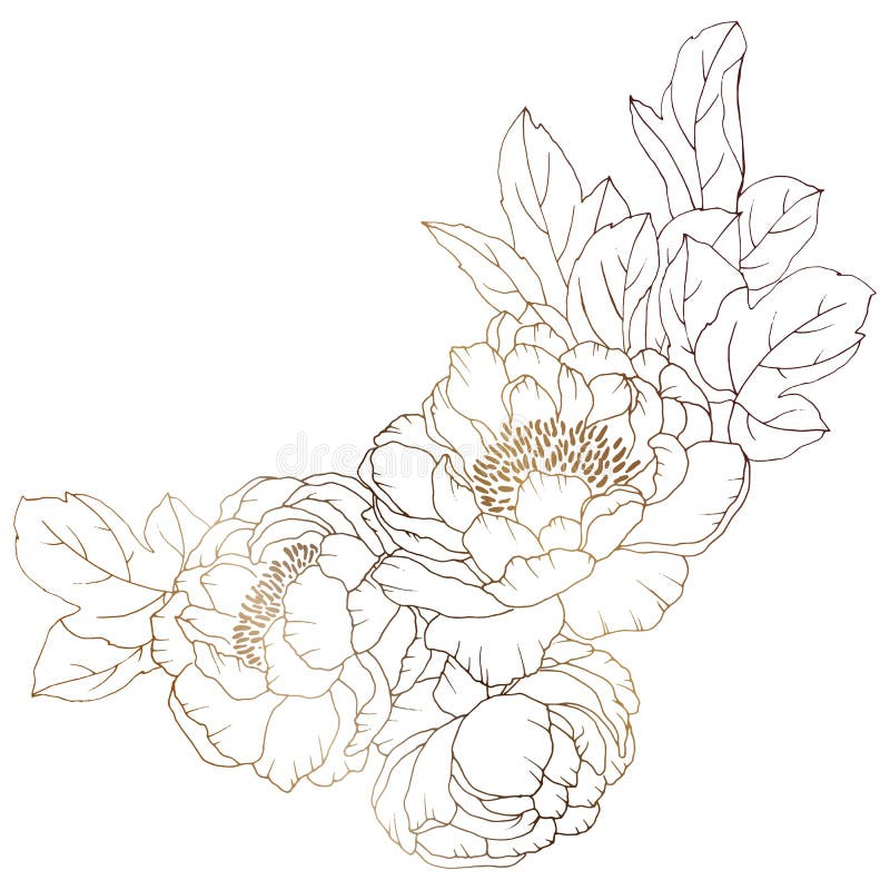 2498 Flower, Vector Illustration, Linear Drawing, Flowers with Leaves ...