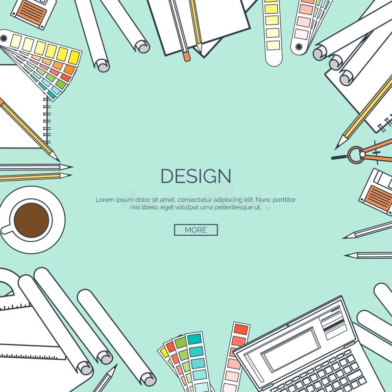 Vector Illustration Lined. Flat Background. Web Design Drawing Painting ...