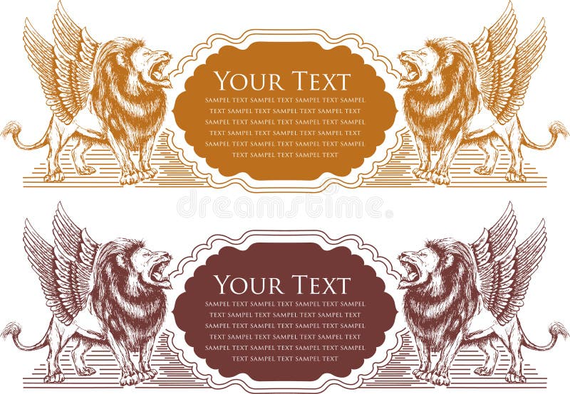 Vector Illustration of Lion Badge Design for Card Stock Vector ...