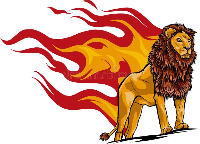 Vector Illustration of Lion Flame Trail Design Stock Vector ...