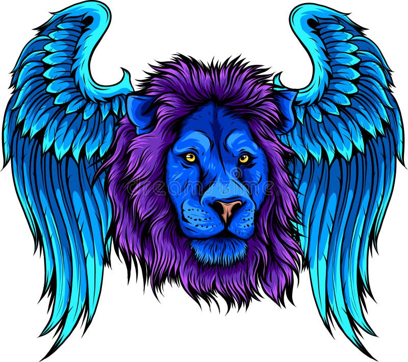 Illustration of Winged Lion on Black Background Vector Design Stock ...