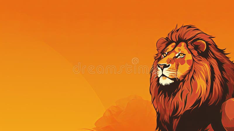 Vector Illustration of a Lion on an Orange Background Stock ...
