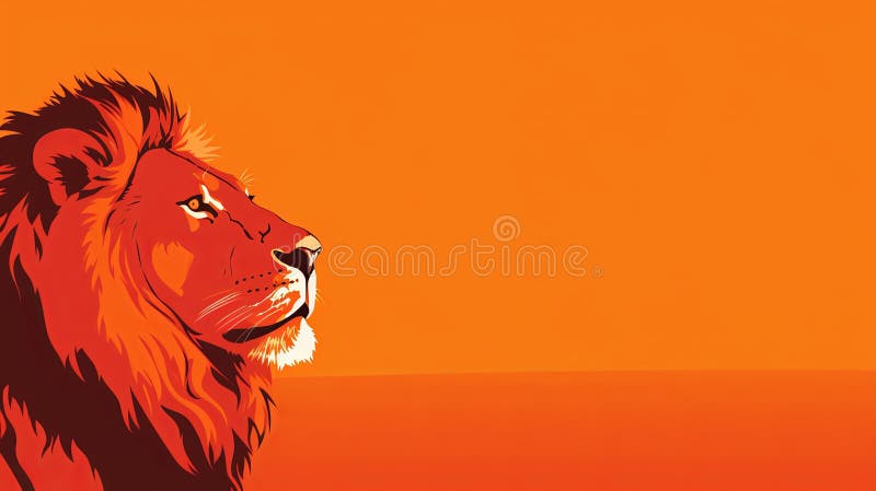 Vector Illustration of a Lion on an Orange Background Stock ...