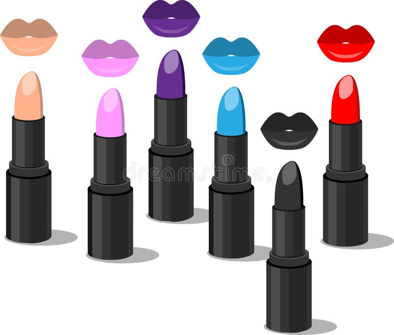 Vector Illustration of Lipstick and Lip Prints. Stock Vector ...