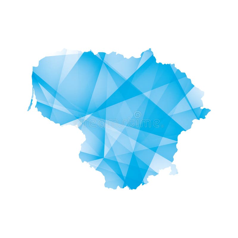 Vector Illustration of Lithuania Map with Blue Colored Geometric Shapes ...