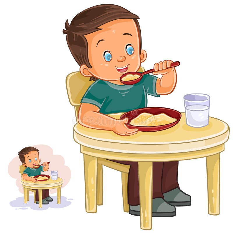 Boy Eating Breakfast Stock Illustrations – 2,025 Boy Eating Breakfast ...