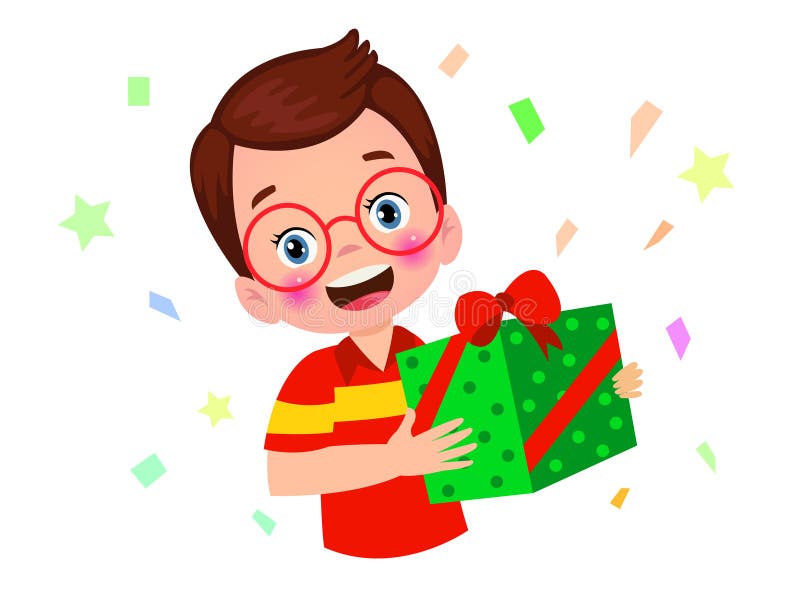 Vector Illustration of Little Boy Gift Box Stock Illustration ...