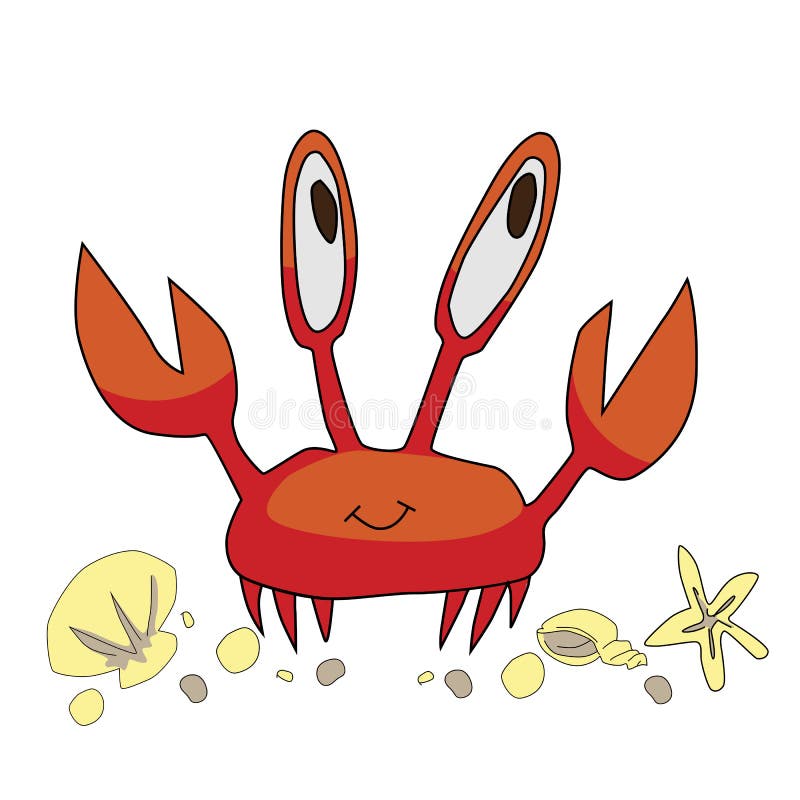 Vector Illustration of Little Crab Stock Vector - Illustration of funny ...