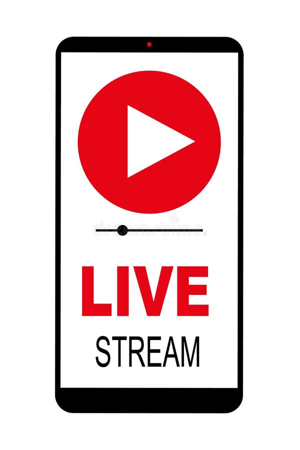 Vector Illustration Live Stream Concept with Play Button on Smartphone ...
