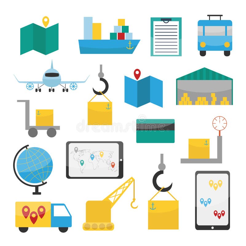 Vector Illustration with Logistic Delivery Flat Icons Stock Vector ...