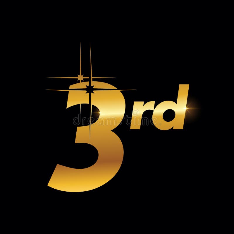 Gold 3rd Logo stock vector. Illustration of greeting - 196150174