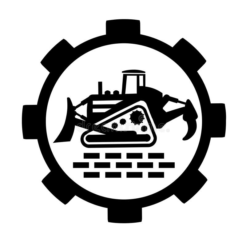 Vector Illustration, Logo, Icon Bulldozer. Isolated on a White ...