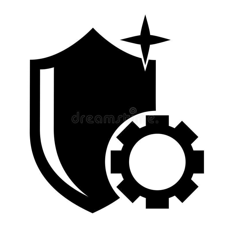 Shield Gear Symbol Logo Template Vector Stock Vector - Illustration of ...