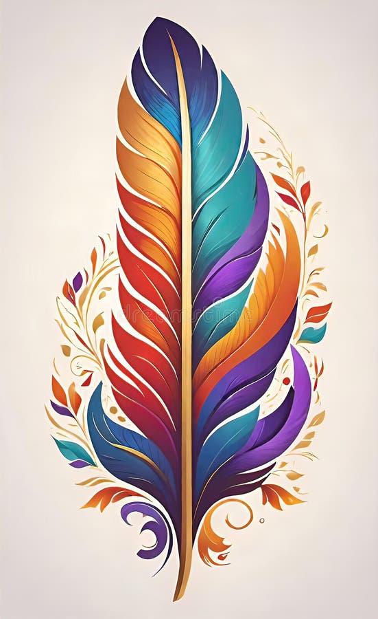 Vector Illustration, Logo of Magic Bird Feathers with Patterns ...