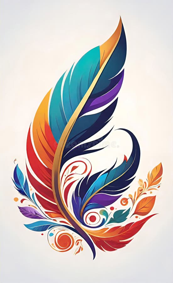 Vector Illustration, Logo of Magic Bird Feathers with Patterns ...
