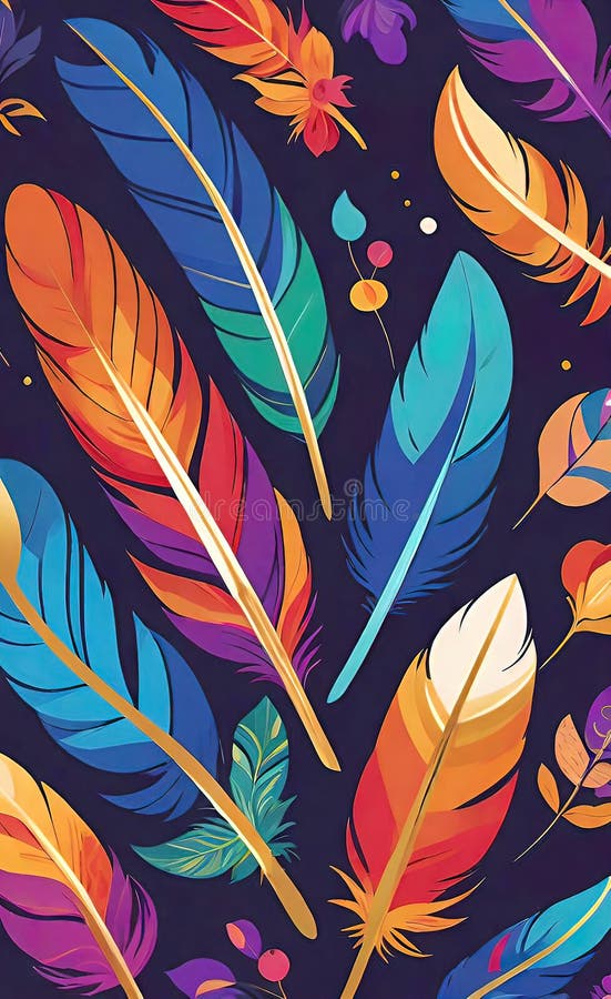 Vector Illustration, Logo of Magic Bird Feathers with Patterns ...