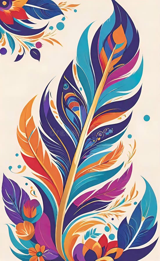 Vector Illustration, Logo of Magic Bird Feathers with Patterns ...