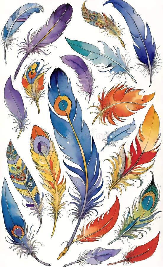 Vector Illustration, Logo of Magic Bird Feathers with Patterns ...