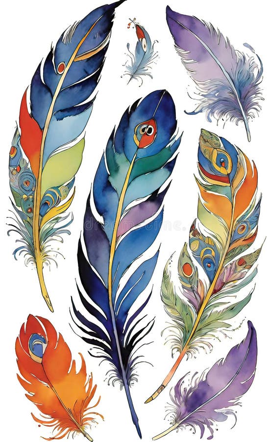 Vector Illustration, Logo of Magic Bird Feathers with Patterns ...