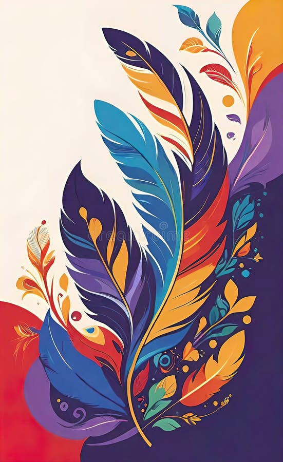 Vector Illustration, Logo of Magic Bird Feathers with Patterns ...