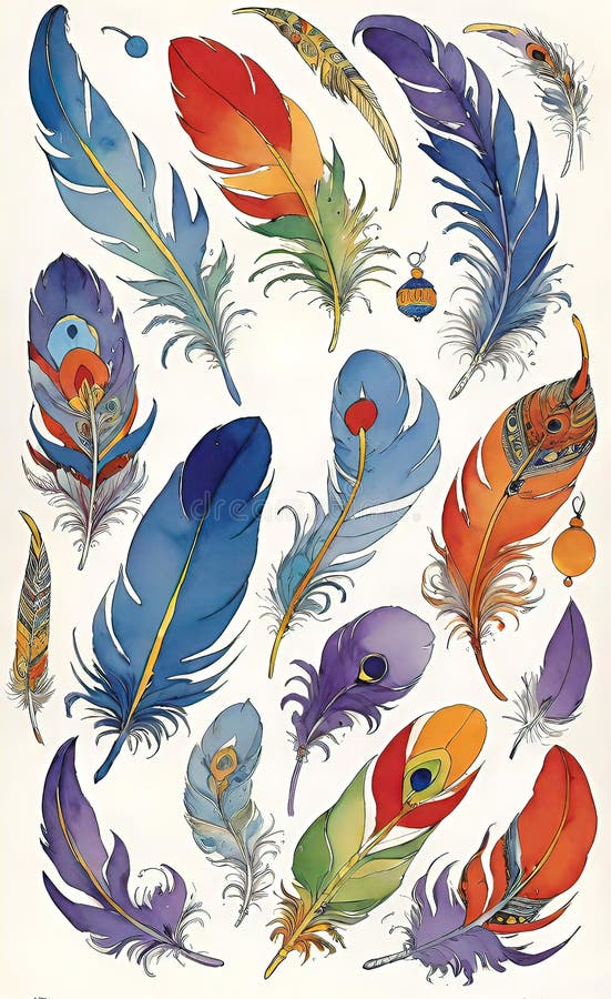 Vector Illustration, Logo of Magic Bird Feathers with Patterns ...