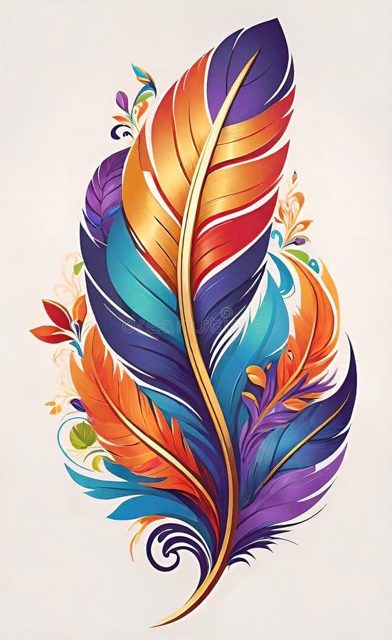 Vector Illustration, Logo of Magic Bird Feathers with Patterns ...