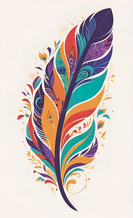 Vector Illustration, Logo of Magic Bird Feathers with Patterns ...