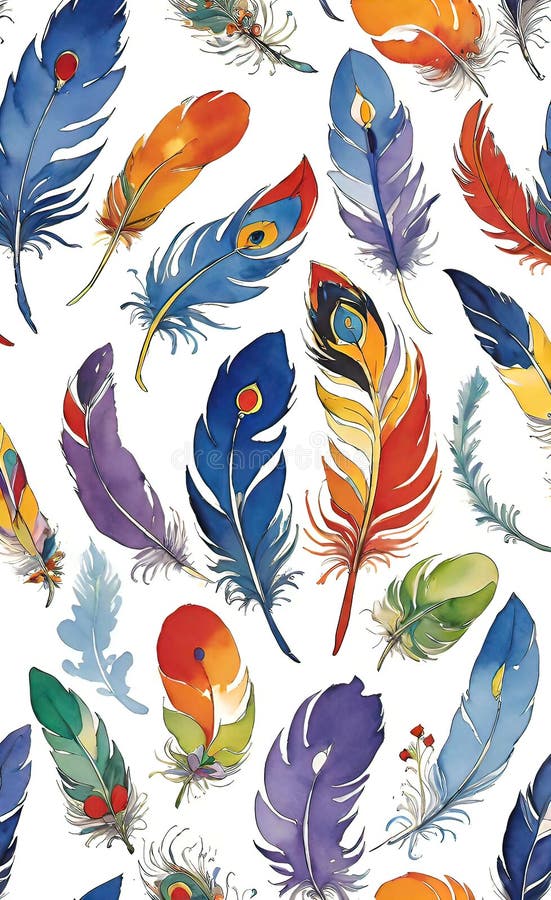 Vector Illustration, Logo of Magic Bird Feathers with Patterns ...