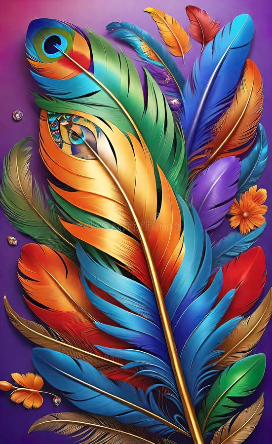 Vector Illustration, Logo of Magic Bird Feathers with Patterns ...