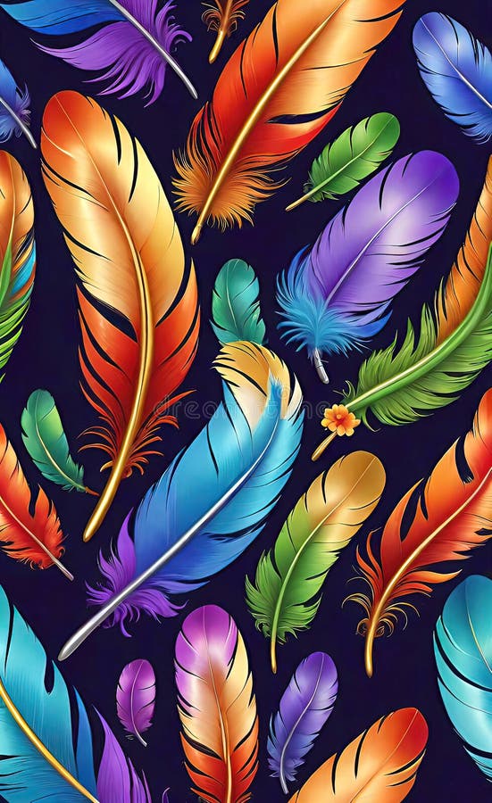 Vector Illustration, Logo of Magic Bird Feathers with Patterns ...