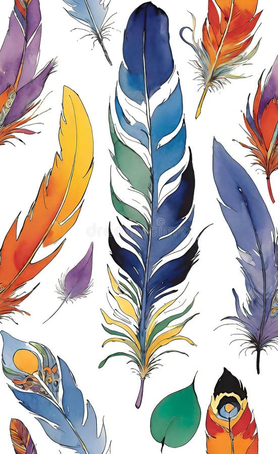 Vector Illustration, Logo of Magic Bird Feathers with Patterns ...