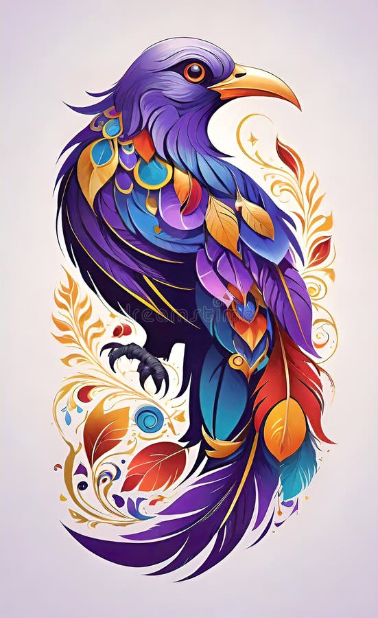 Vector Illustration, Logo of Magic Bird Feathers with Patterns ...