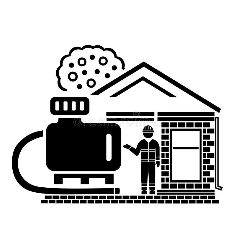 Vector Illustration, Logo, Septic Tank Barrel Icon and House. Stock ...