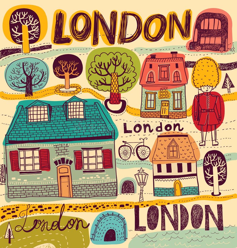 Set of London symbols stock vector. Illustration of decorative - 30250677