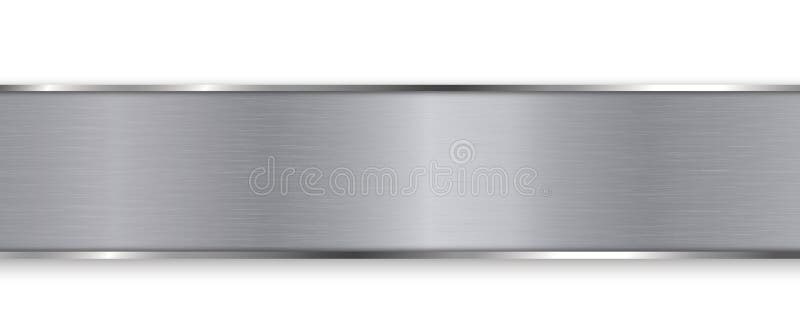 Long Silver Colored Ribbon Banner with Silver Frame on White Background ...