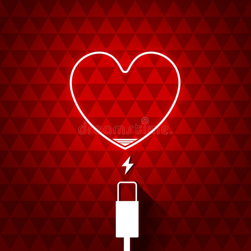 Vector Illustration of Low Battery Icon in Heart Shape Stock Vector ...