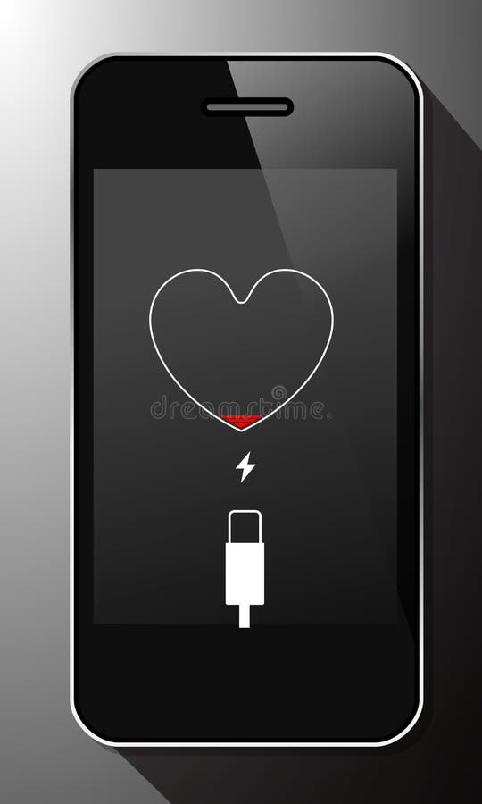 Vector Illustration of Low Battery Icon in Heart Shape on Smart Stock ...