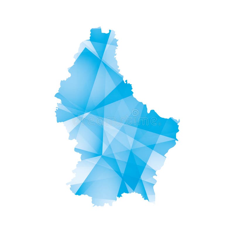 Vector Illustration of Luxembourg Map with Blue Colored Geometric ...