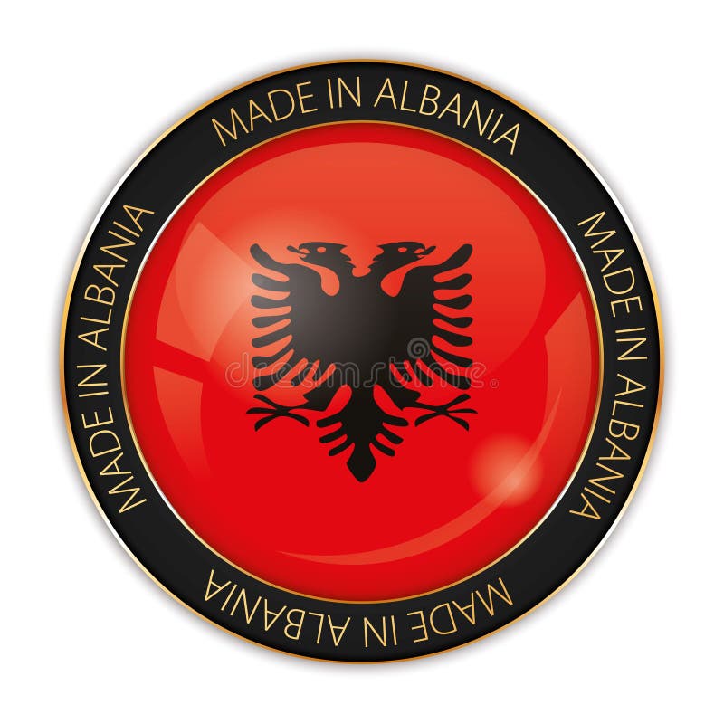 Vector Illustration of Made in Albania Banner with National Flag Stock ...