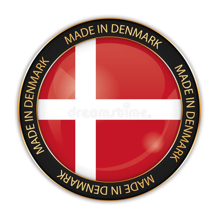 Vector Illustration of Made in Denmark Banner with National Flag Stock ...