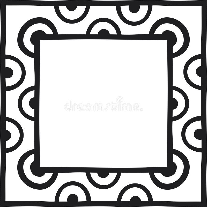 Square Border with Semicircles Inside a Line Stock Illustration ...