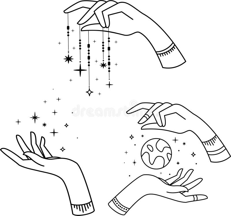 Vector Illustration. Magical Hand Drawings. the Concept of Magic and ...