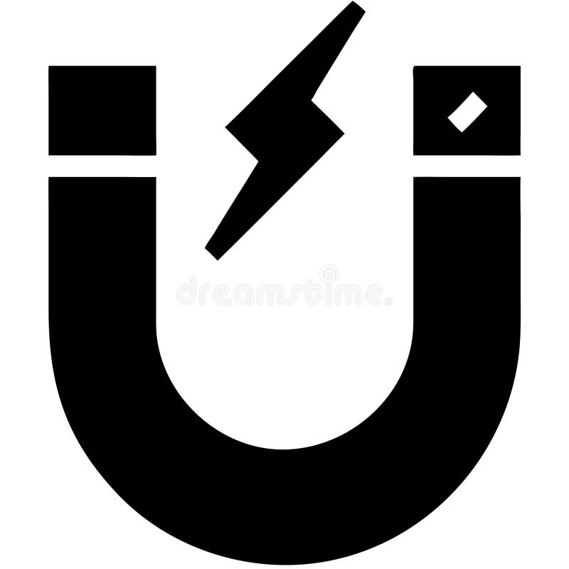 Vector Illustration Magnet with Lightning Bolt Symbolizing Energy and ...