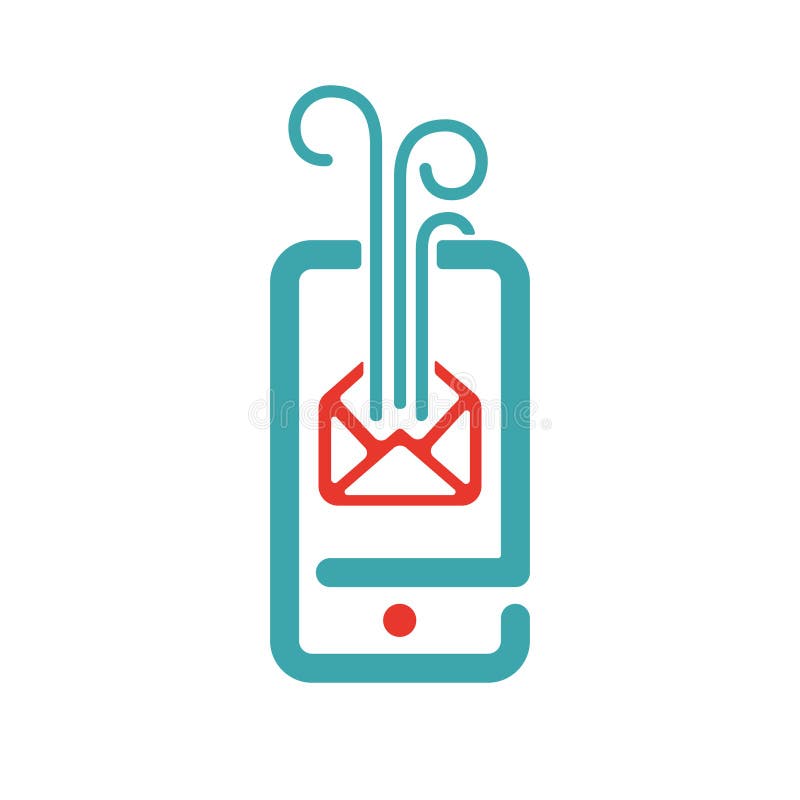 Vector Illustration of Mail Arrow Icon on Smartphone Screen. Stock ...